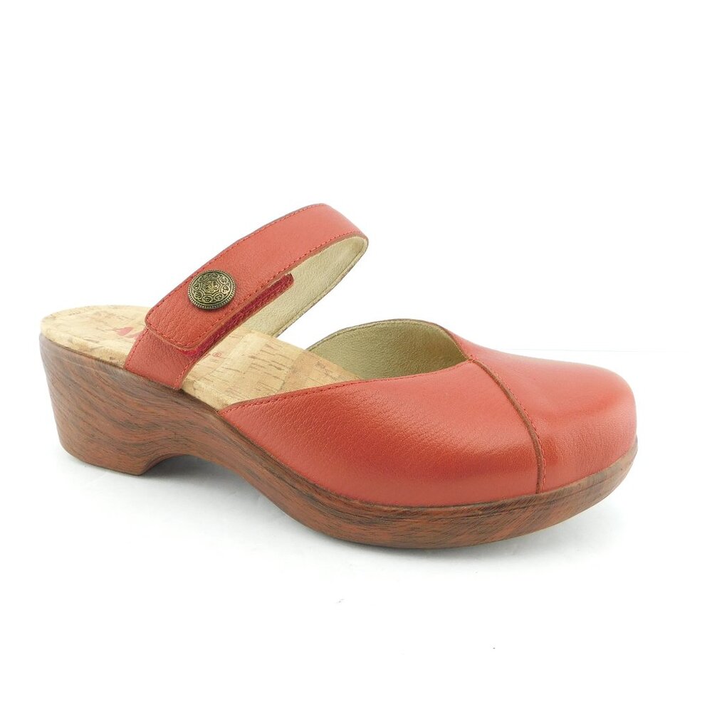 New Alegria Red Leather Mary Jane Mule Clogs 39 - Gem
